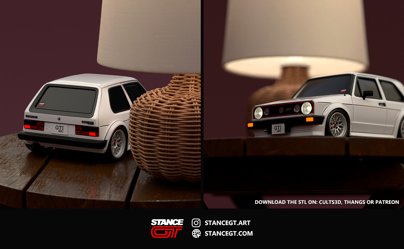 3D Printing VW Golf GTI Mk1 – Cartoon Style – Stance GT